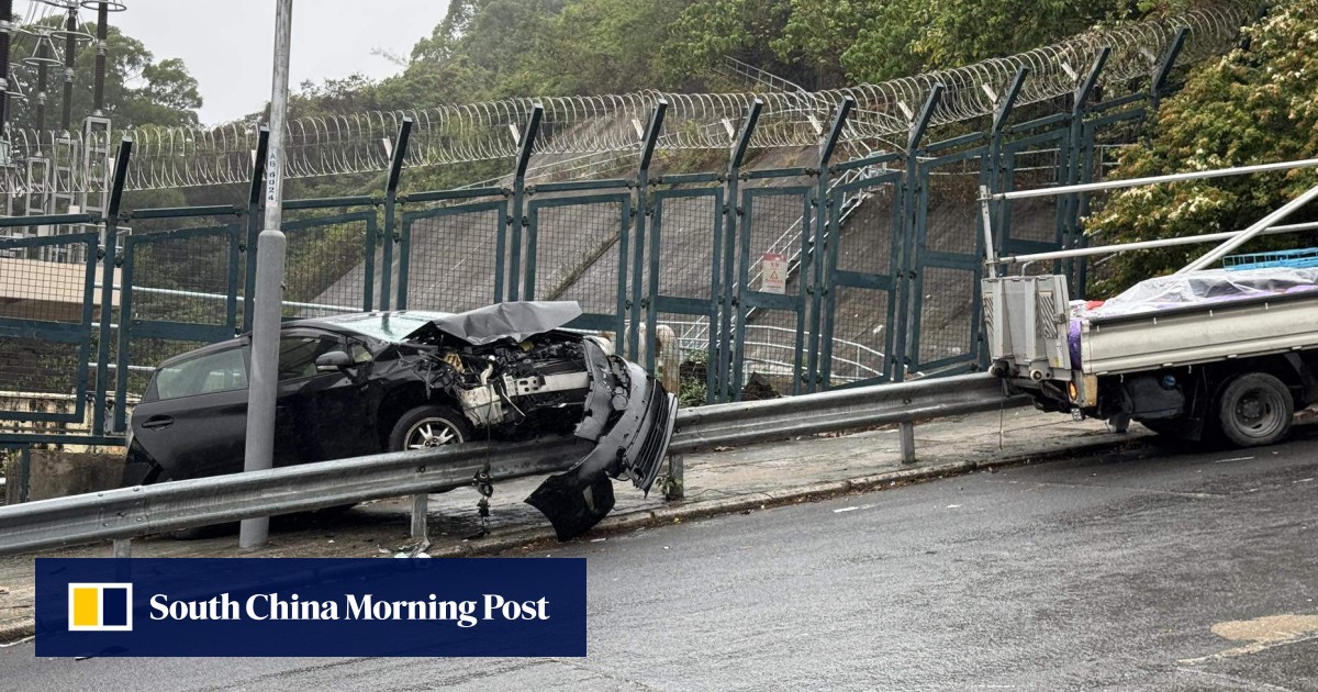 2 injured after truck slips down slope and crashes into car in Hong ...