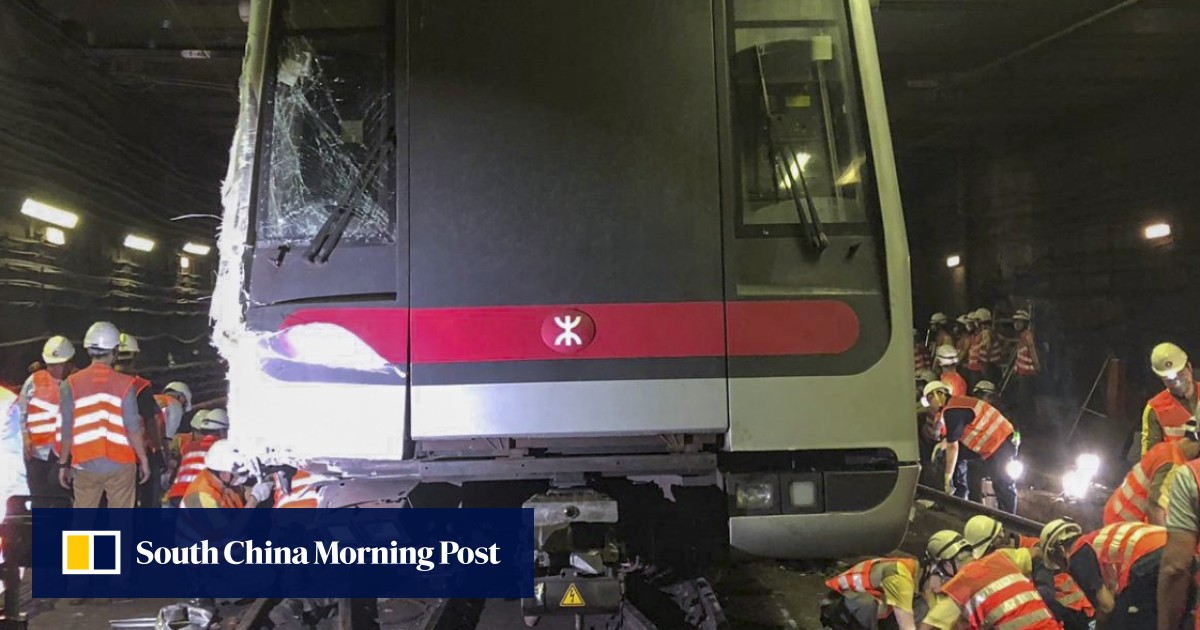 Derailed MTR train back on tracks after crash as Hong Kong government ...