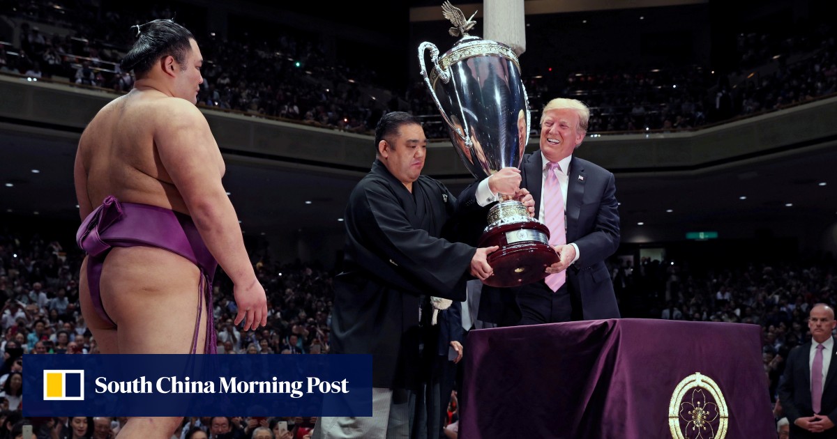US President Donald Trump’s supersized sumo trophy gets permanent ...