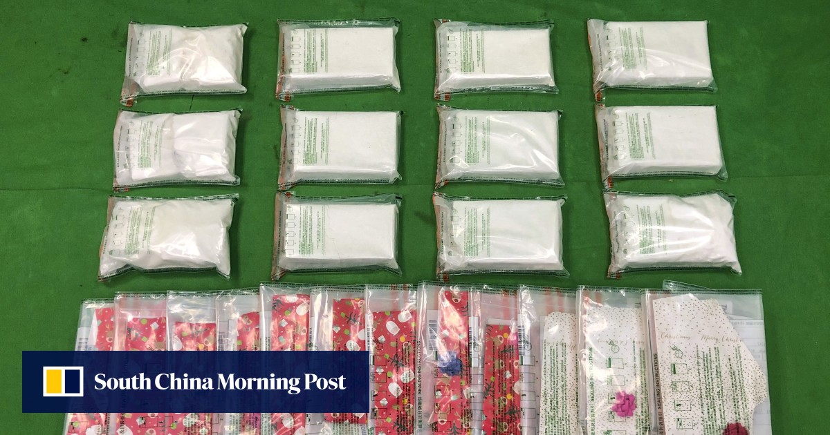 Cocaine wrapped as Christmas gifts seized at Hong Kong airport, two men ...