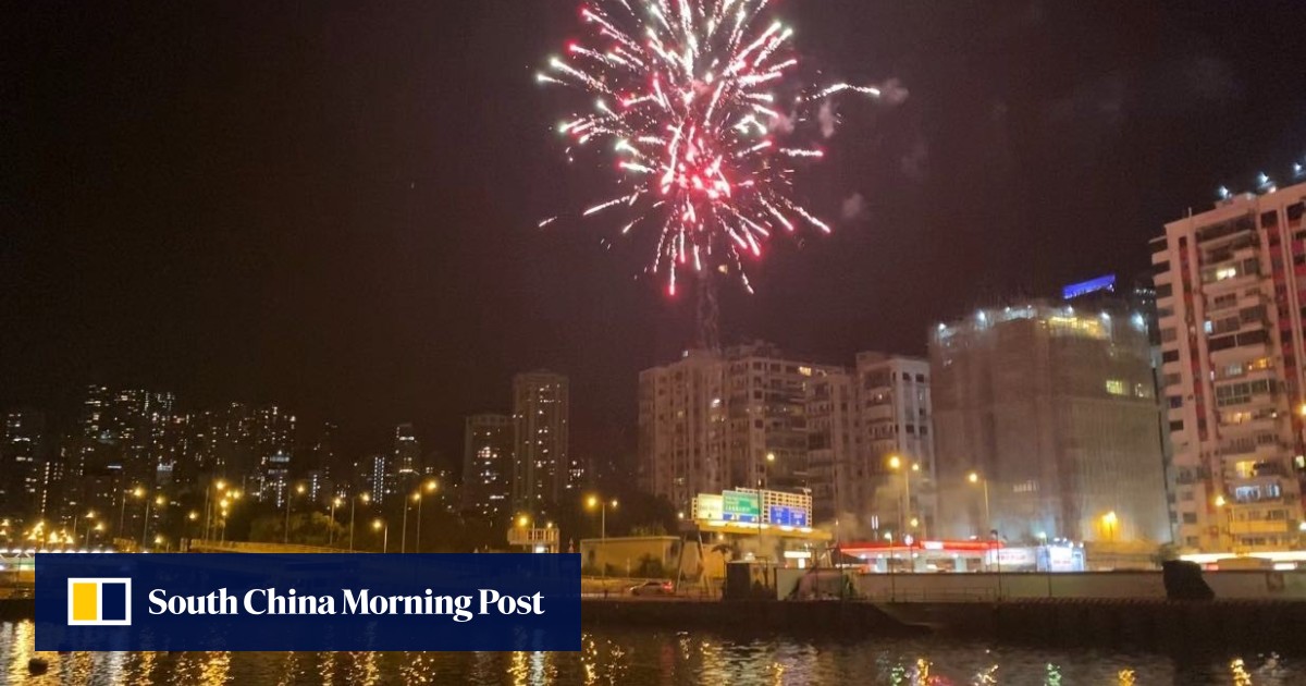 Fireworks in Hong Kong as illegal pyrotechnic display flares ...