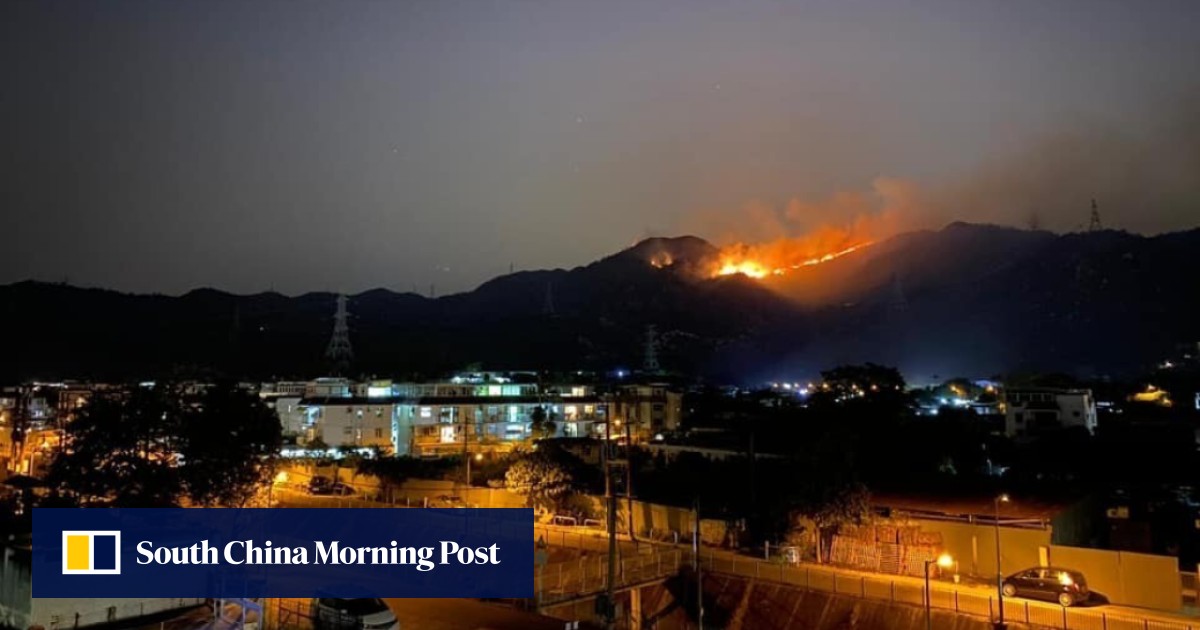 Large hill fire burns in Hong Kong for more than 8 hours | South China ...