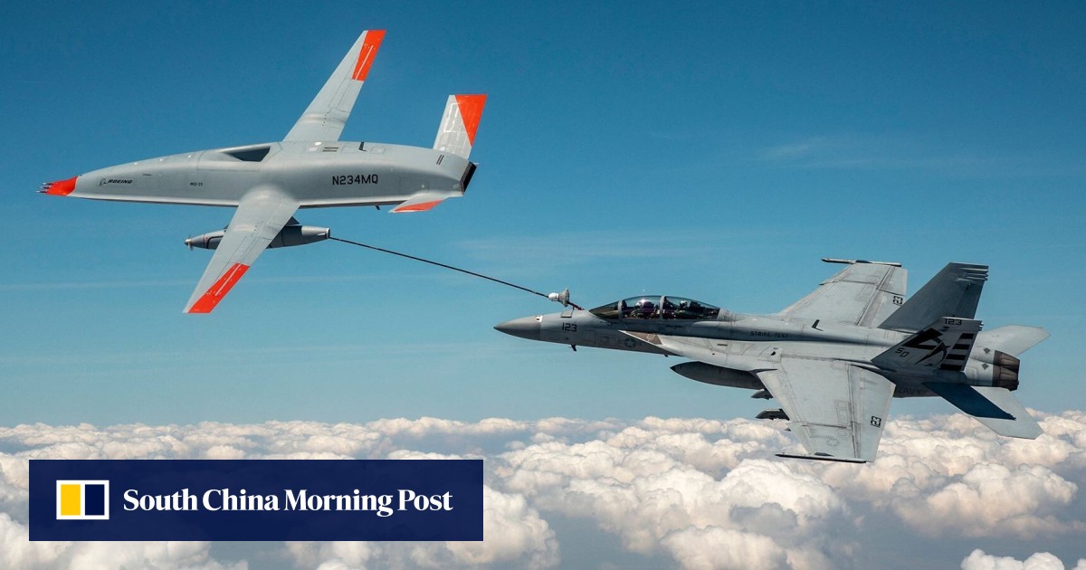 ‘Tanker drone’ fuels US Navy fighter jet for first time | South China ...