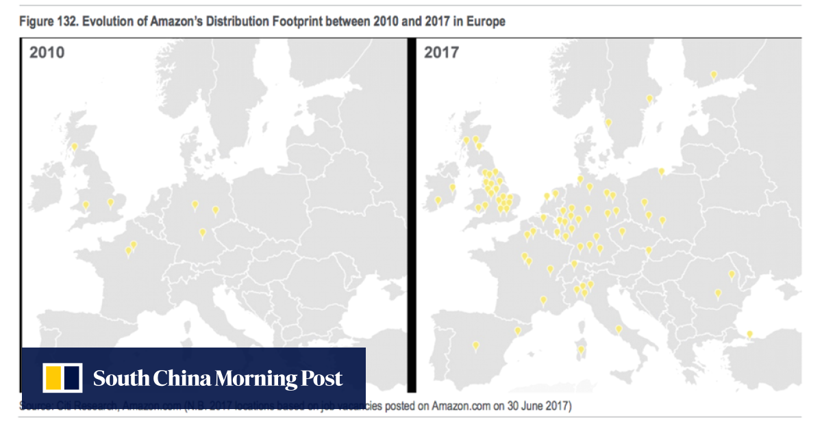 This map shows how quickly Amazon has expanded in Europe | South China ...