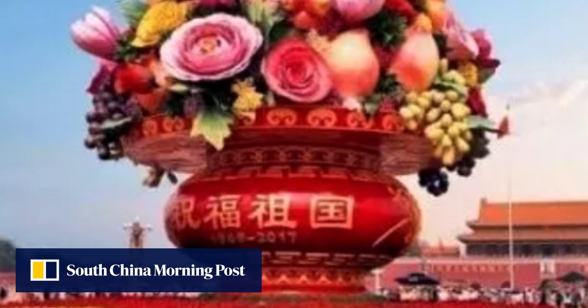 China’s National Day holiday gets under way with huge basket of flowers ...