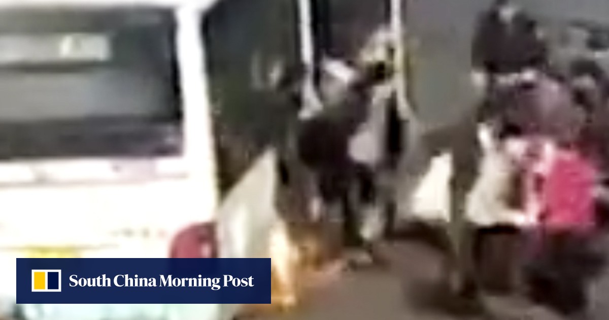 Dramatic video shows dozens of Chinese rushing out of blazing bus right ...