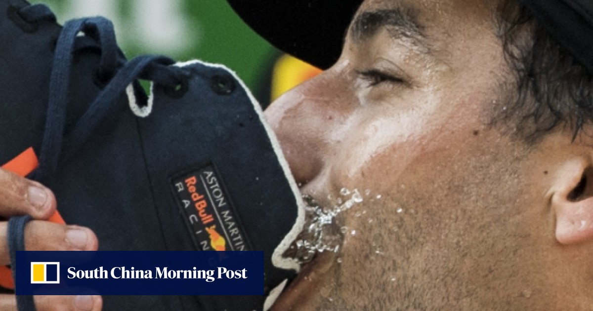 Daniel Ricciardo celebrates with ‘shoey’ after coming from sixth for ...