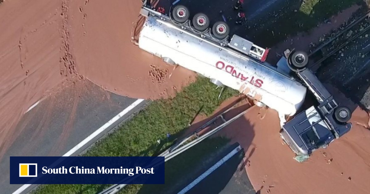 Highway in Poland left in sticky mess after tonnes of liquid chocolate ...