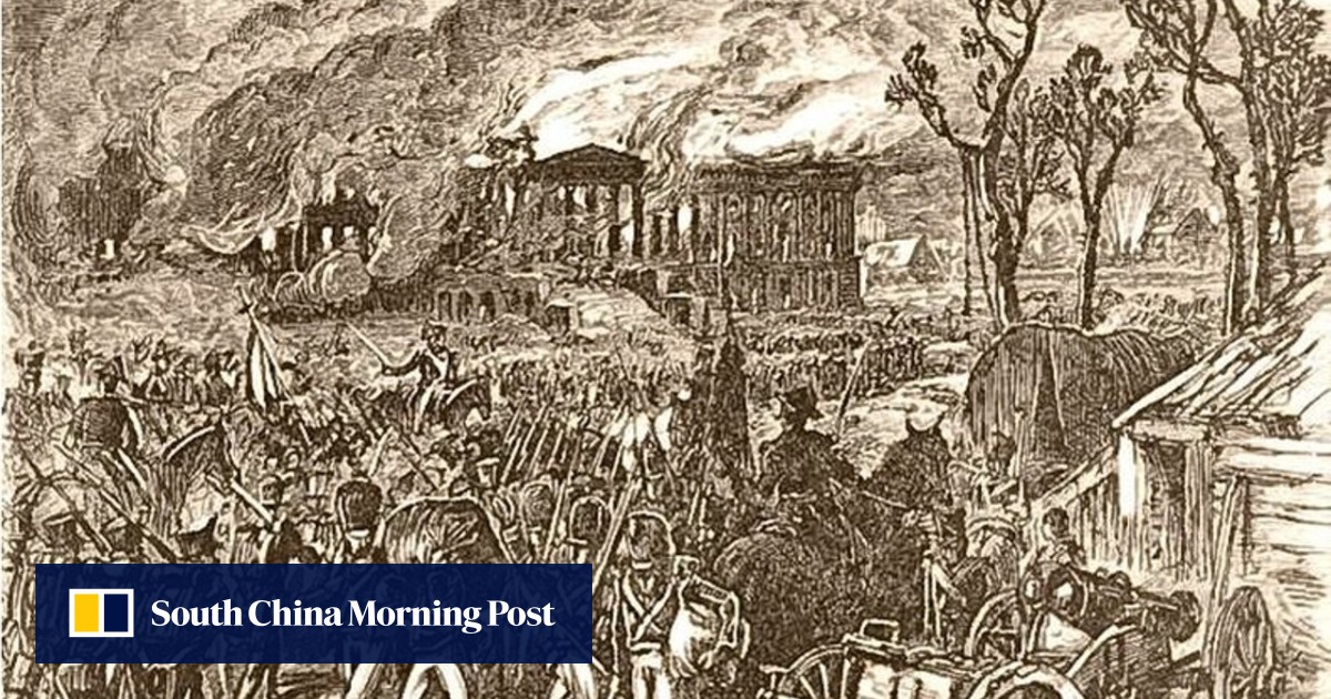 building burning down drawing