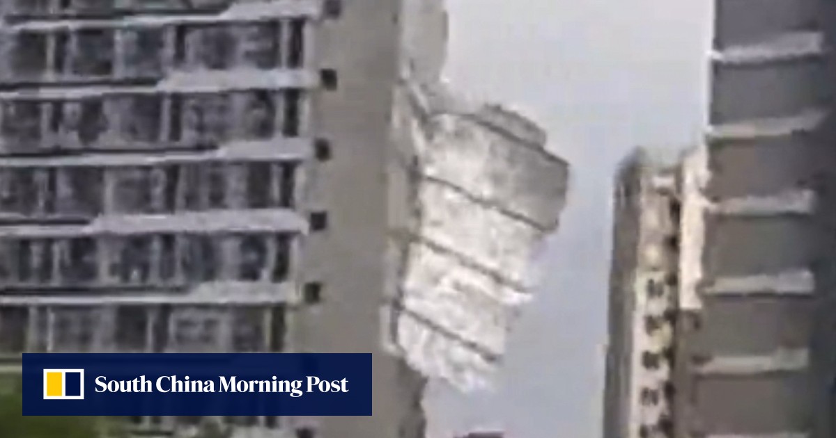 Beijing tower block wall torn off by a gust of wind | South China ...