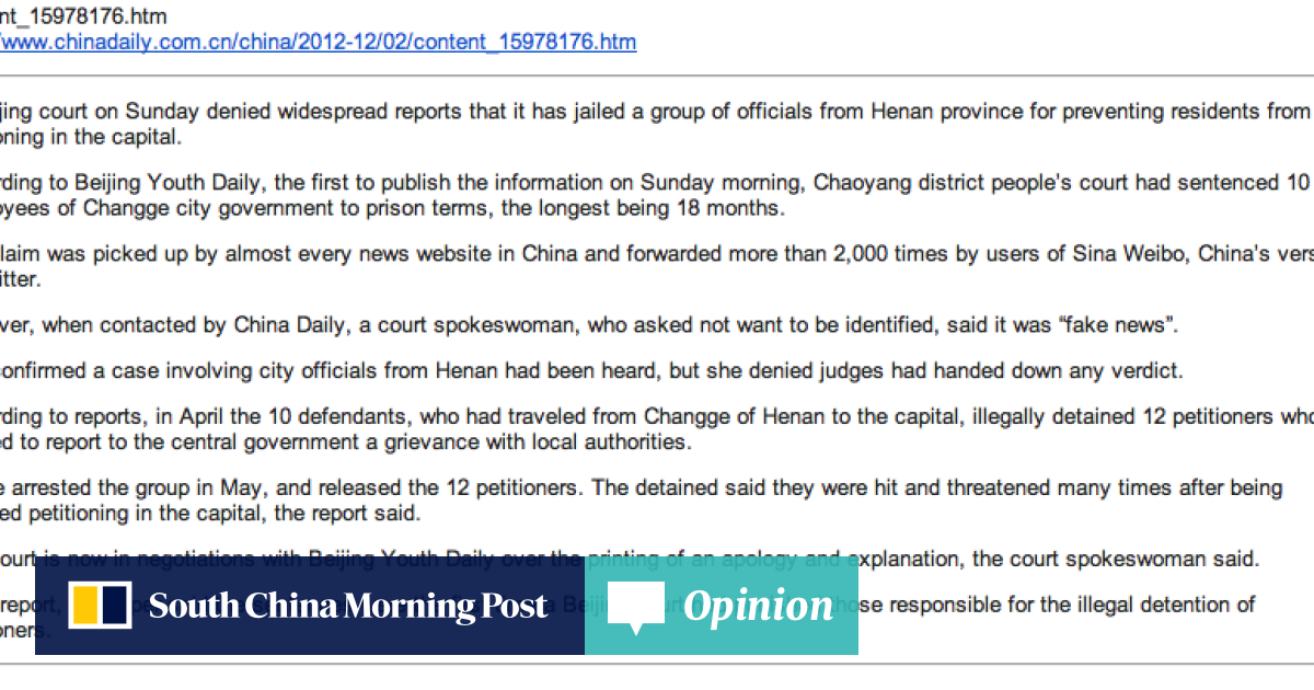 Morning Clicks | Beijing's good legal news turns out to be fake news ...