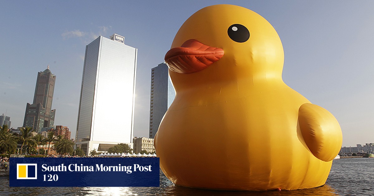 Giant duck explodes, a victim of earthquake | South China Morning Post