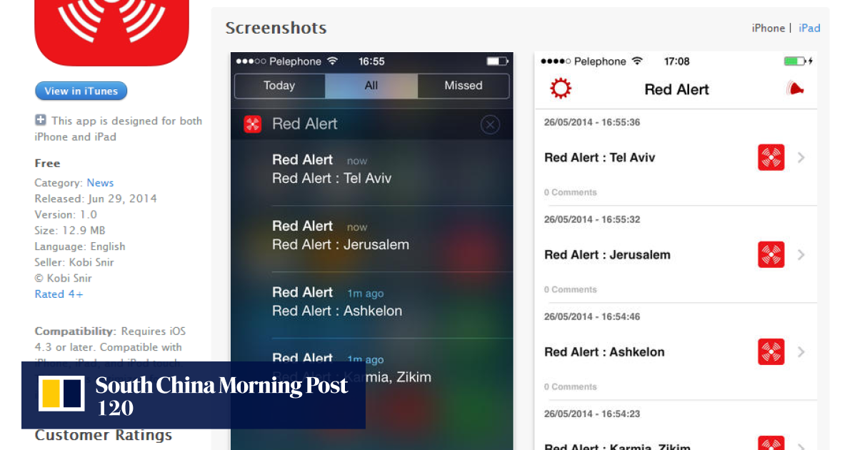 Red Alert app warns Israelis of rocket attacks from Gaza | South China ...
