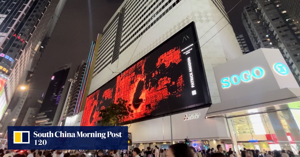US artist Patrick Amadon says work with flashing names of Hong Kong ...