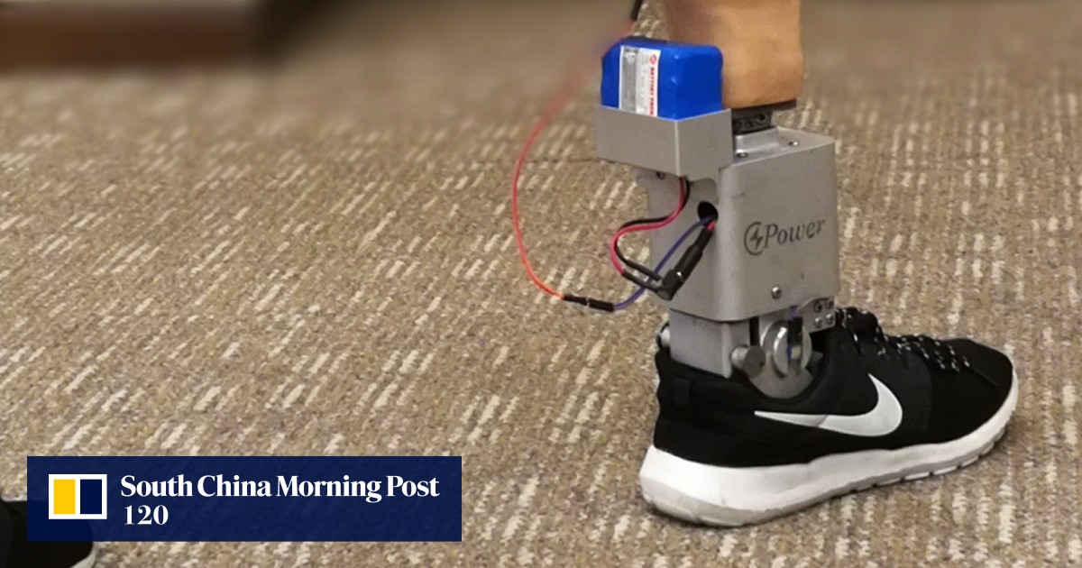 Battery-powered leg that simulates ankle and tiny robot inspired by ...