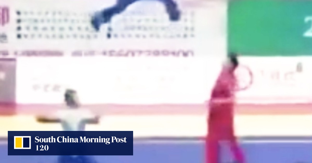 Three Chinese martial artists wow crowds with choreographed fight ...