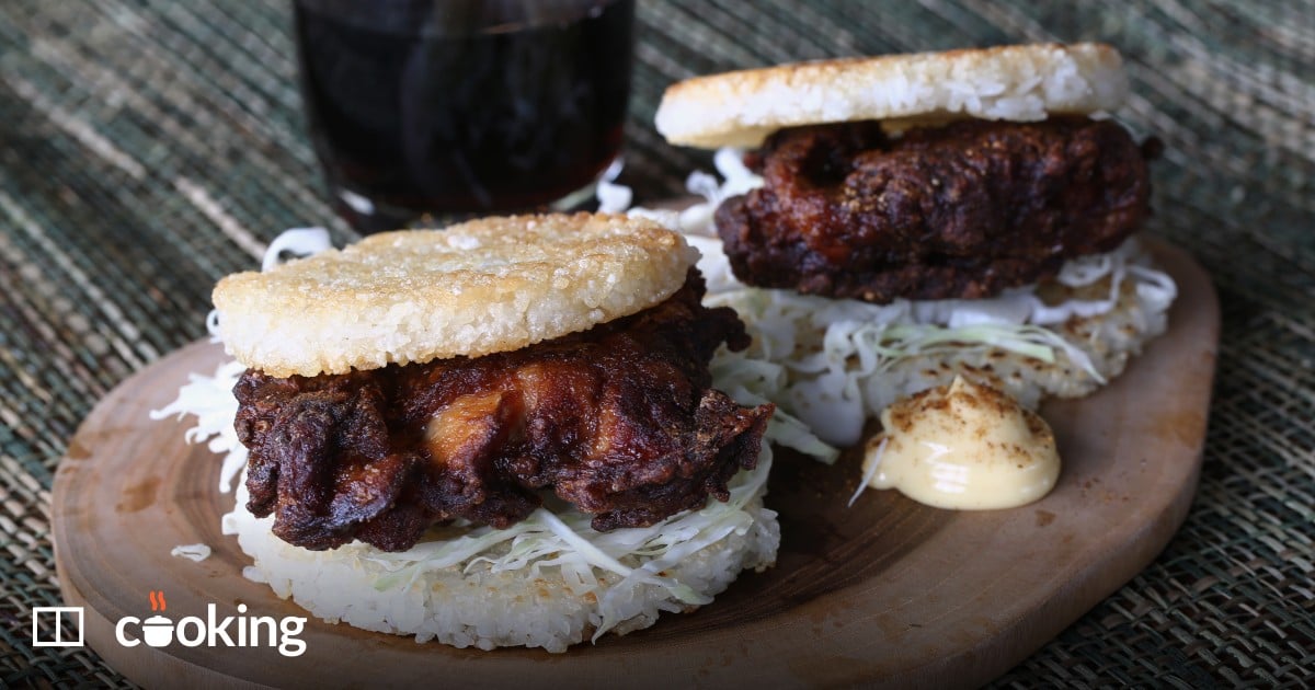 Japanese fried chicken (karaage) rice burgers - recipe | SCMP Cooking